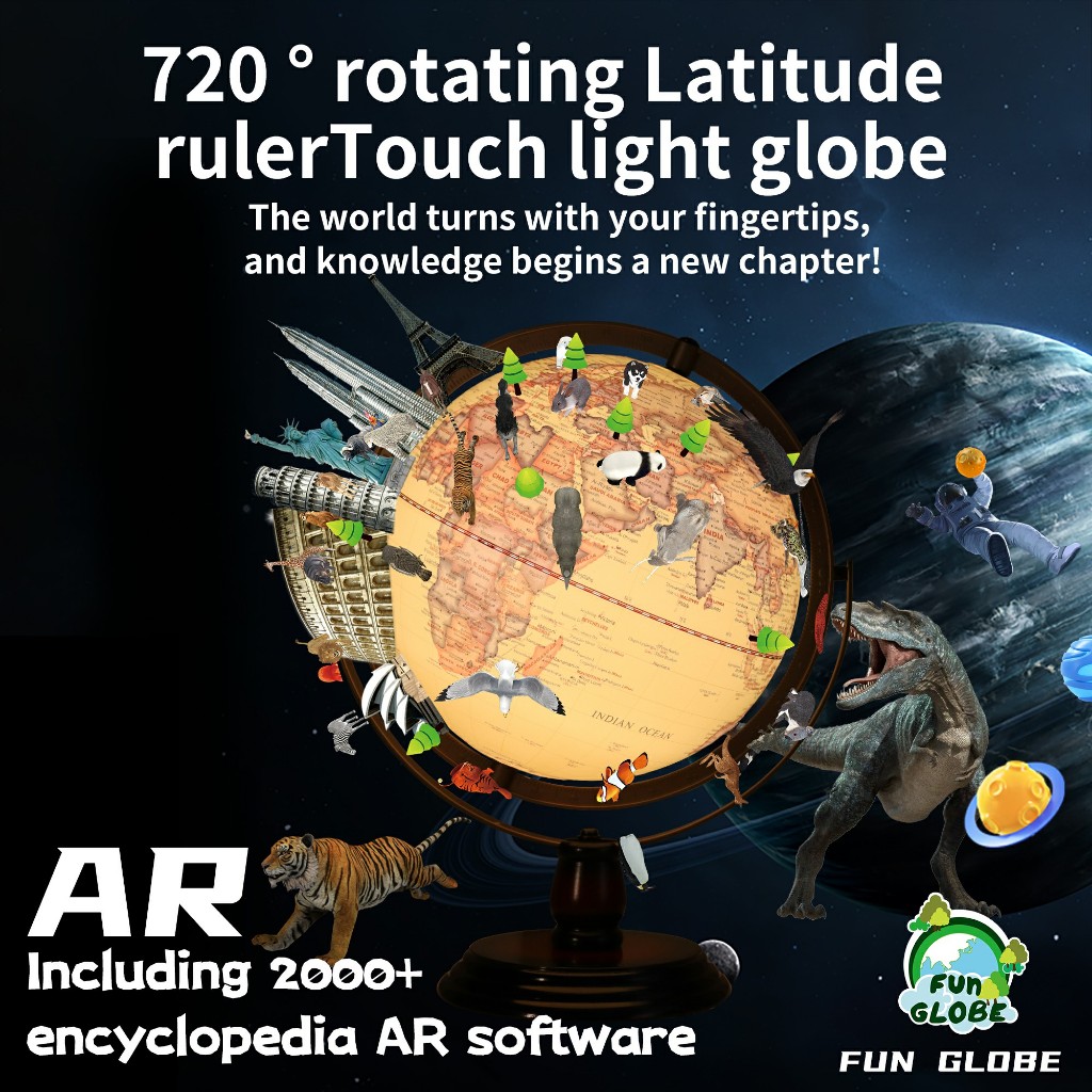 FUN GLOBE—AR 720 ° rotation Scalar Touch Light Globe（10inch-25cm ...