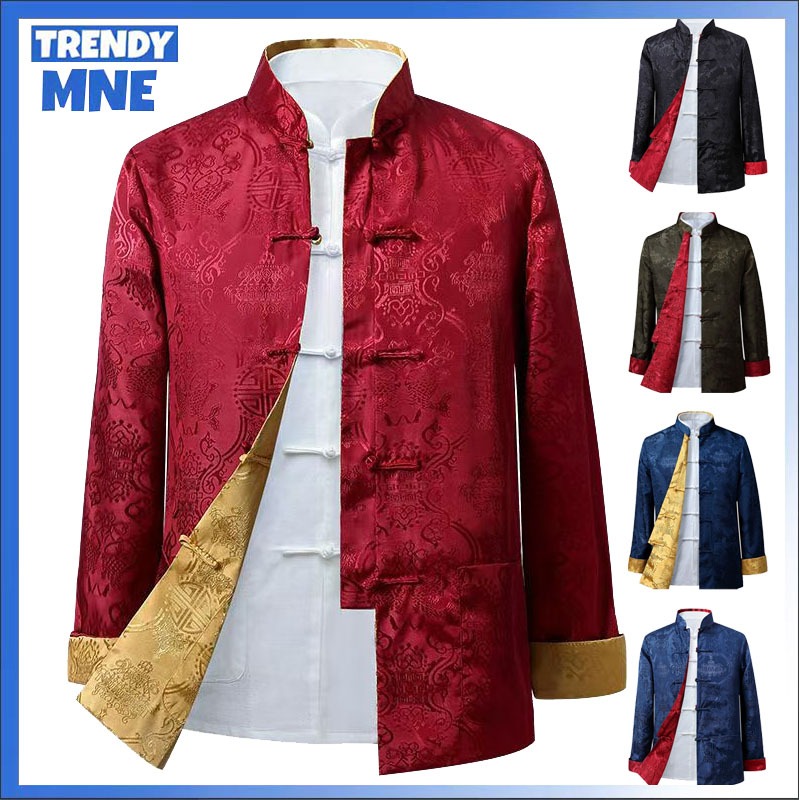 💥(MY STOCK)Tang Suit Men's Spring and Autumn Long-Sleeved Chinese Style ...