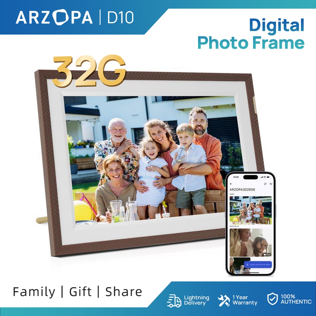 ARZOPA D10 Digital Picture Frame 10.1 Inch Smart WiFi Digital Photo ...