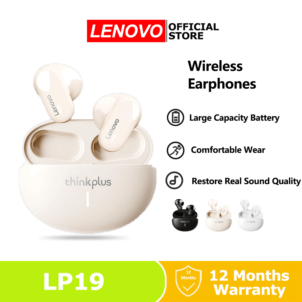 Lenovo LP19 TWS Wireless Bluetooth 5.3 Earbuds - Semi In-Ear Hi-Fi ...