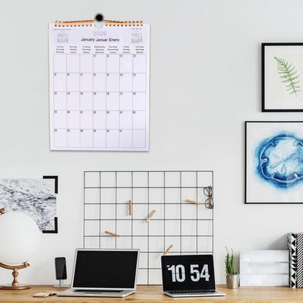 Multilingual 2025 calendar English German Spanish 2025.07-2026.06 coil ...
