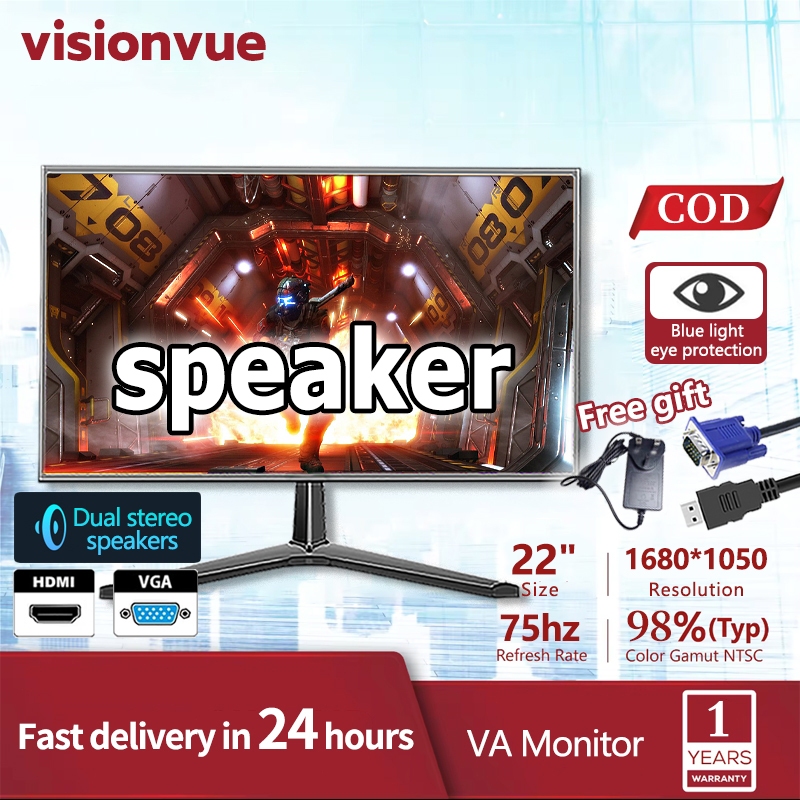 Monitor PC 22 Inch With Speaker 75HZ 1080P LED Computer Monitor 22 ...