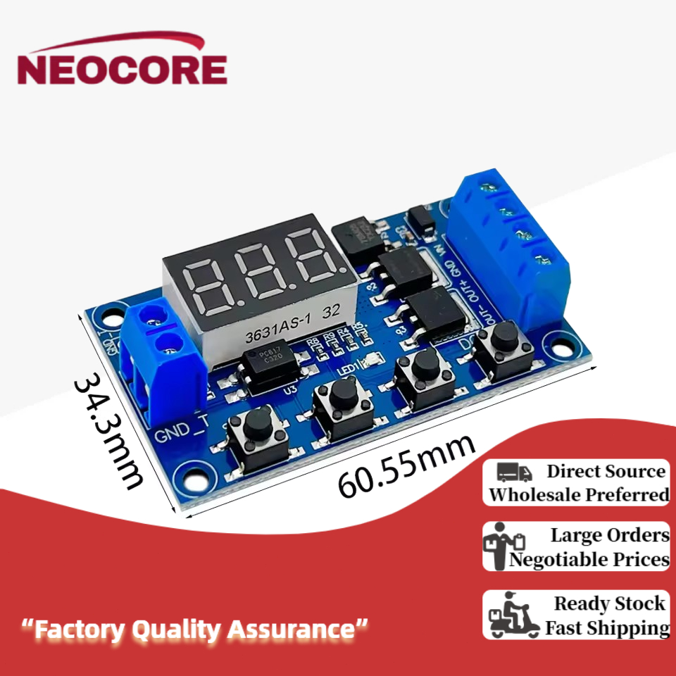 DC 6-30V Digital Time Delay Relay LED Display Automation Cycle Timer Control Switch Adjustable ...