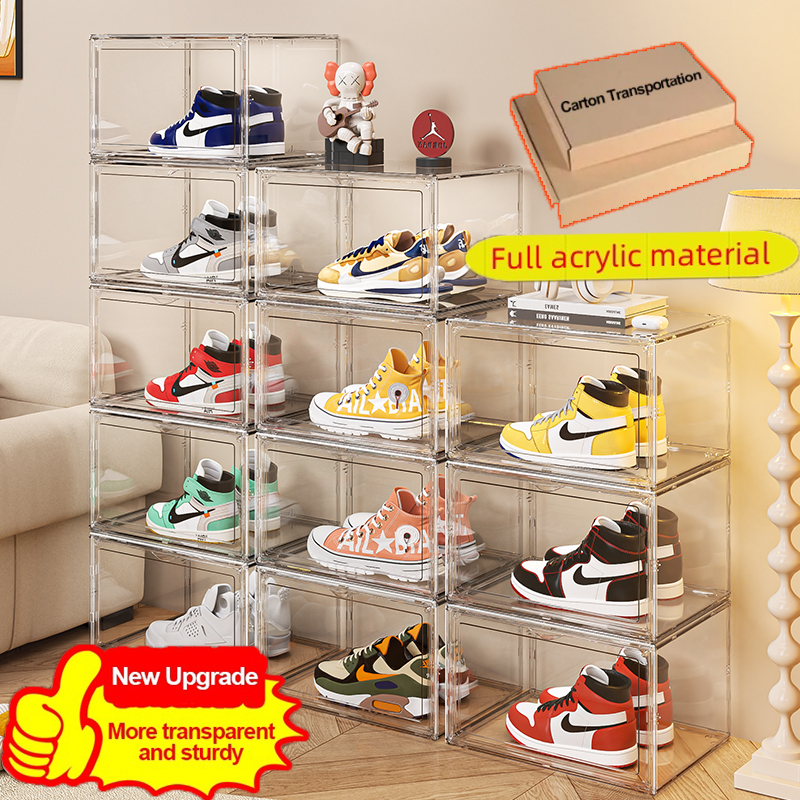 Acrylic Shoe Box Stackable Magnetic Shoe Rack transparent storage ...
