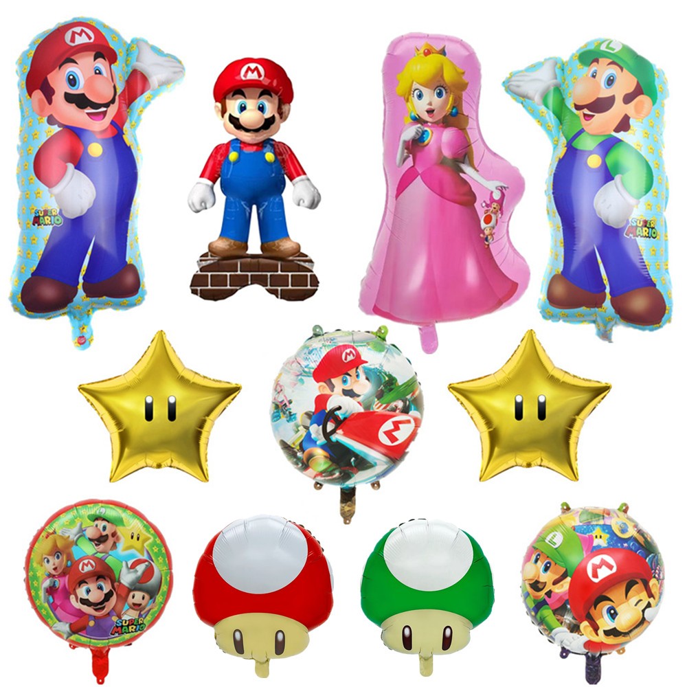 Super Mario Bros Theme Foil Helium Balloon For Kids Party Decorations ...
