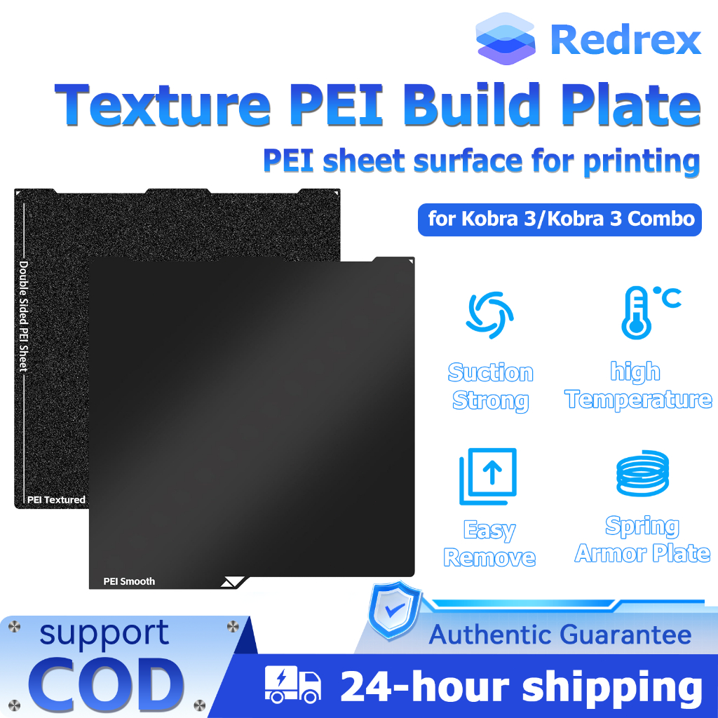 REDREX 3D Printer PEI Build Plate for ANYCUBIC Kobra 3/Kobra 3 Combo 256x268mm Double Sided ...