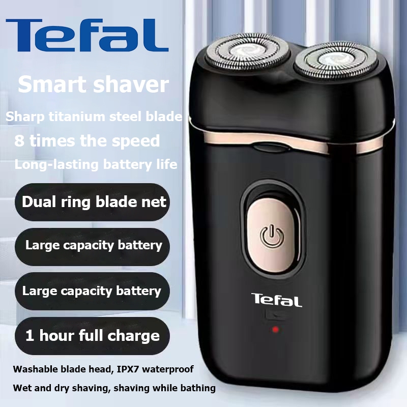 Tefal Electric Shaver For Men USB Rechargeable IPX7 Dual Blade Wet Dry Razor Portable Waterproof ...