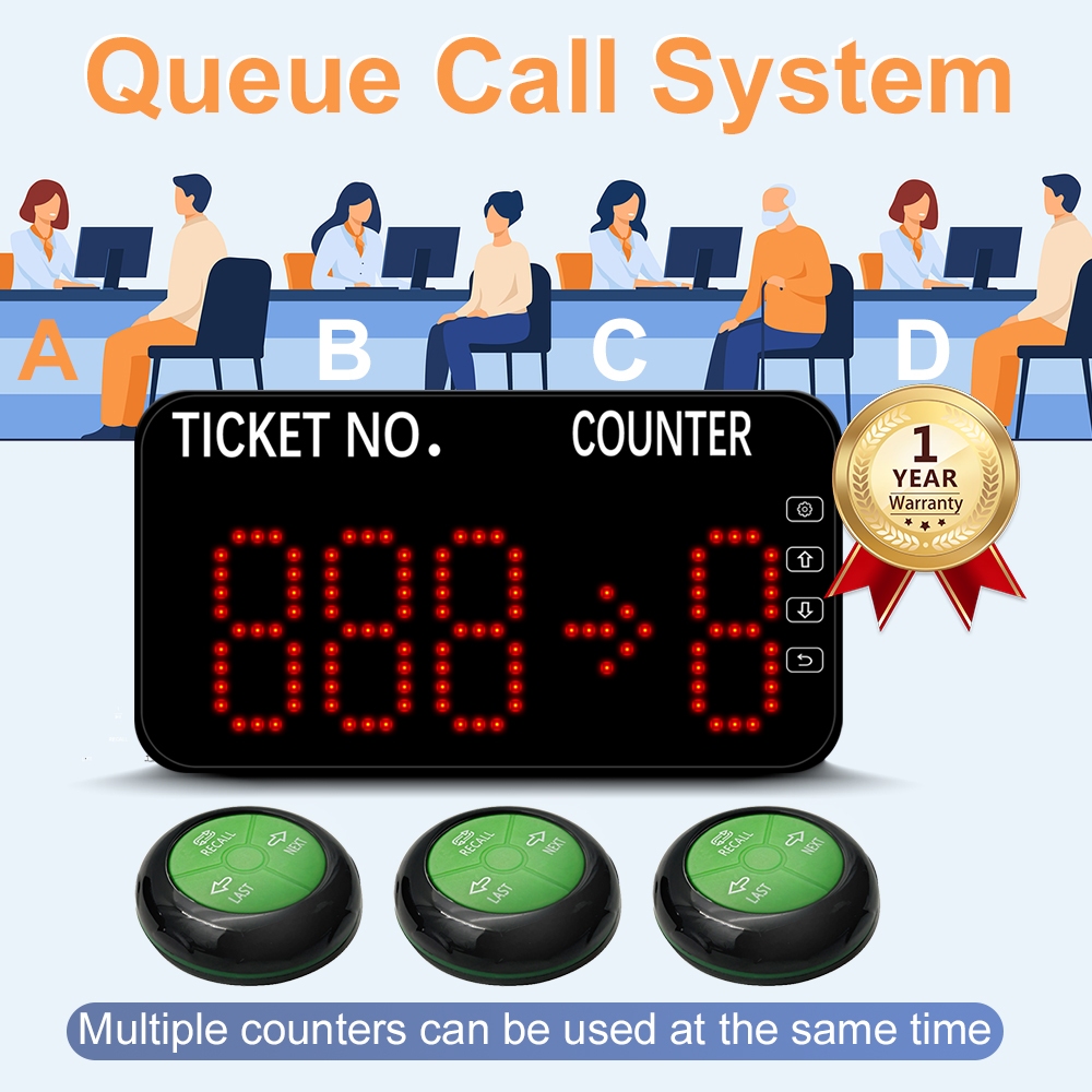 Wireless Queue Number System for Restaurant Clinic Bank Waiting Number with 3 Counters Mesin ...
