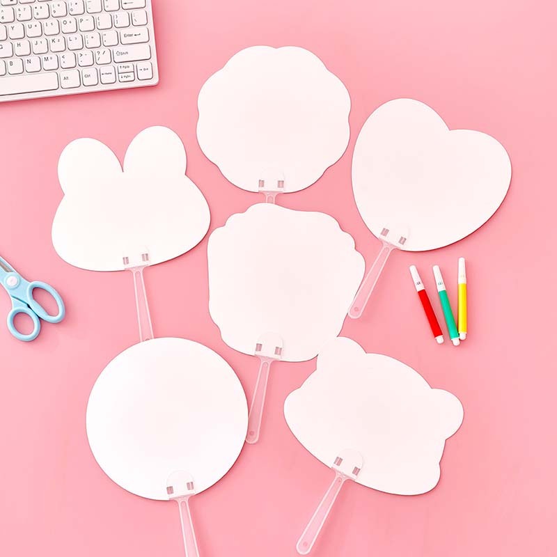 Creative Blank DIY Fan Summer Portable Fan Guka Painting Fan Gifts ...