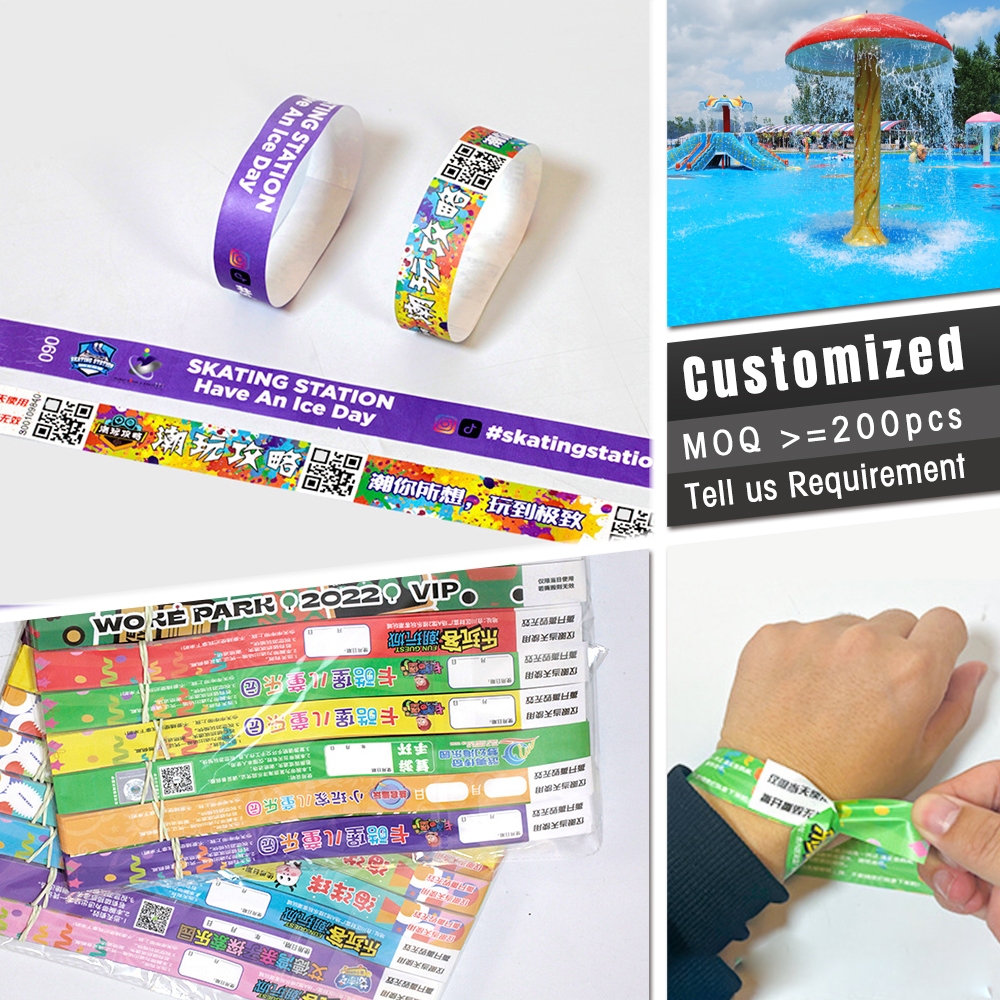 customized wristband paper disposable tyvek sticker print swimming ...