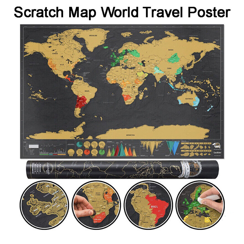 Lowest Price Map World Edition Large Black Gold Style Scratchable ...