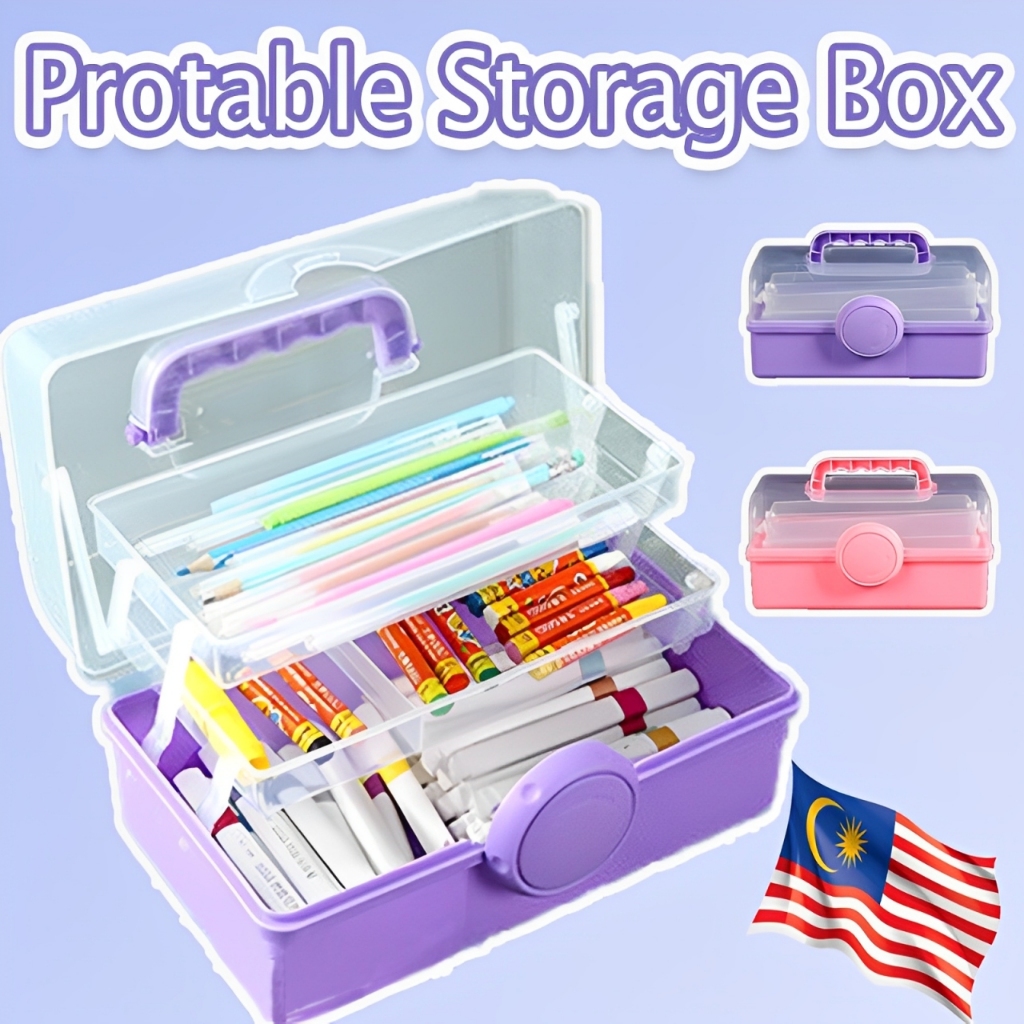 Cartoon Cute Multipurpose Tool Storage Box With Handle Three-layer ...