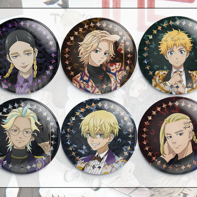 Tokyo Avengers Star Frame Hanagaki Budo Double Flash Bar Tinplate Badge ...