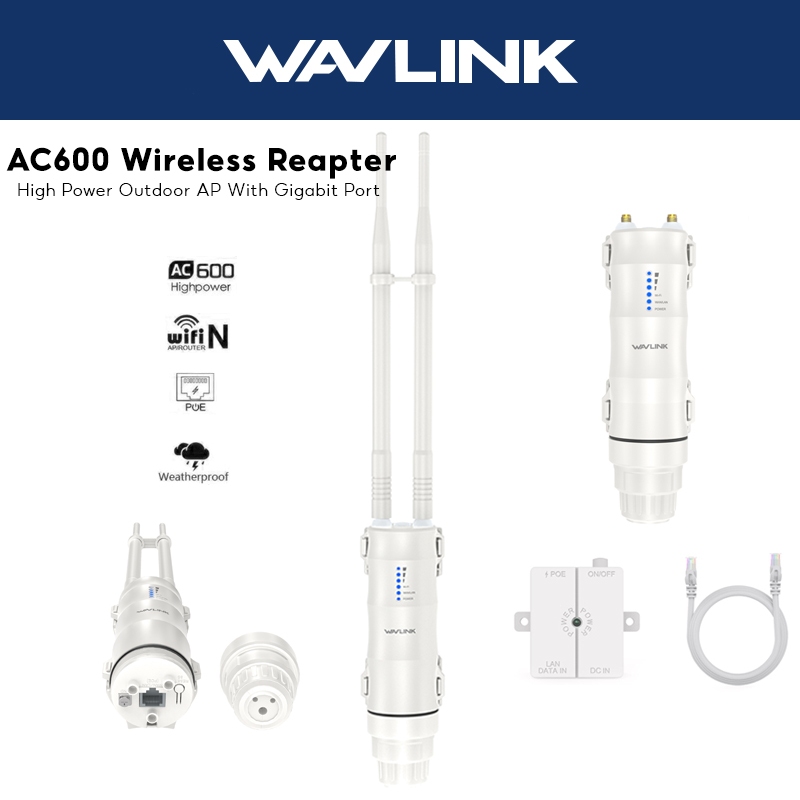WAVLINK AC600 Outdoor Access Point Dual Band Long Range WiFI Extender ...