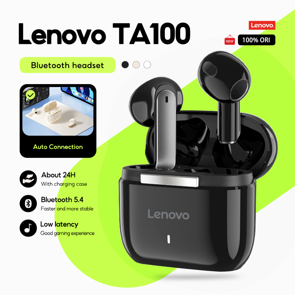 Lenovo Earbuds TA100 Bluetooth Wireless Earbuds TWS Short Handle Semi ...