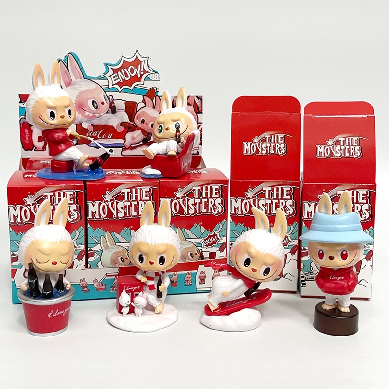 4Pcs/6Pcs/Set The Monsters Labubu Figure POP Labubu Luge Skiing Coca ...