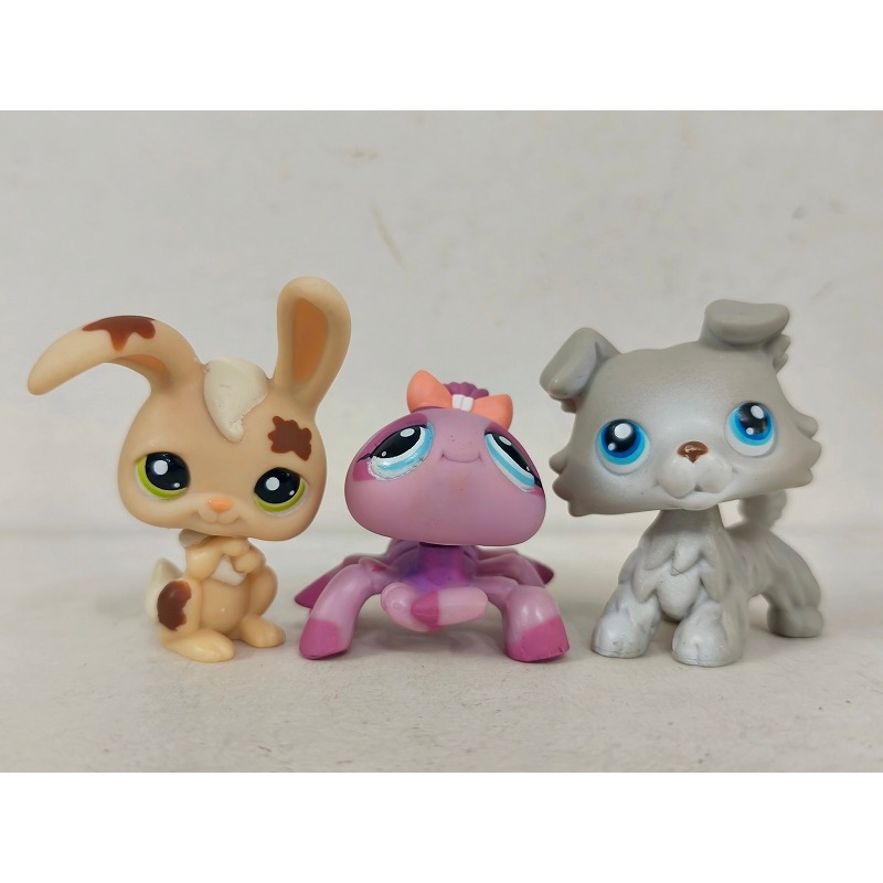 3pcs/lot LPS Figure Bunny Pink Spider Dog #972#363 Littlest Pet Shop ...