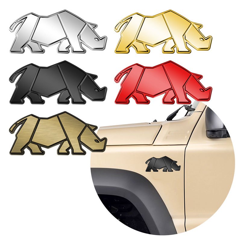 3D Metal Alloy Rhinoceros Rhino Logo Emblem Car Rear Trunk Badge Fender ...