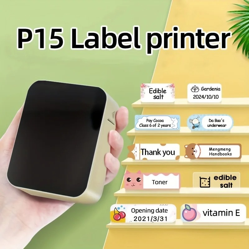 P15 Label tape Thermal Label Printer Portable Bluetooth label machine Similar as D11 D110 D101 ...