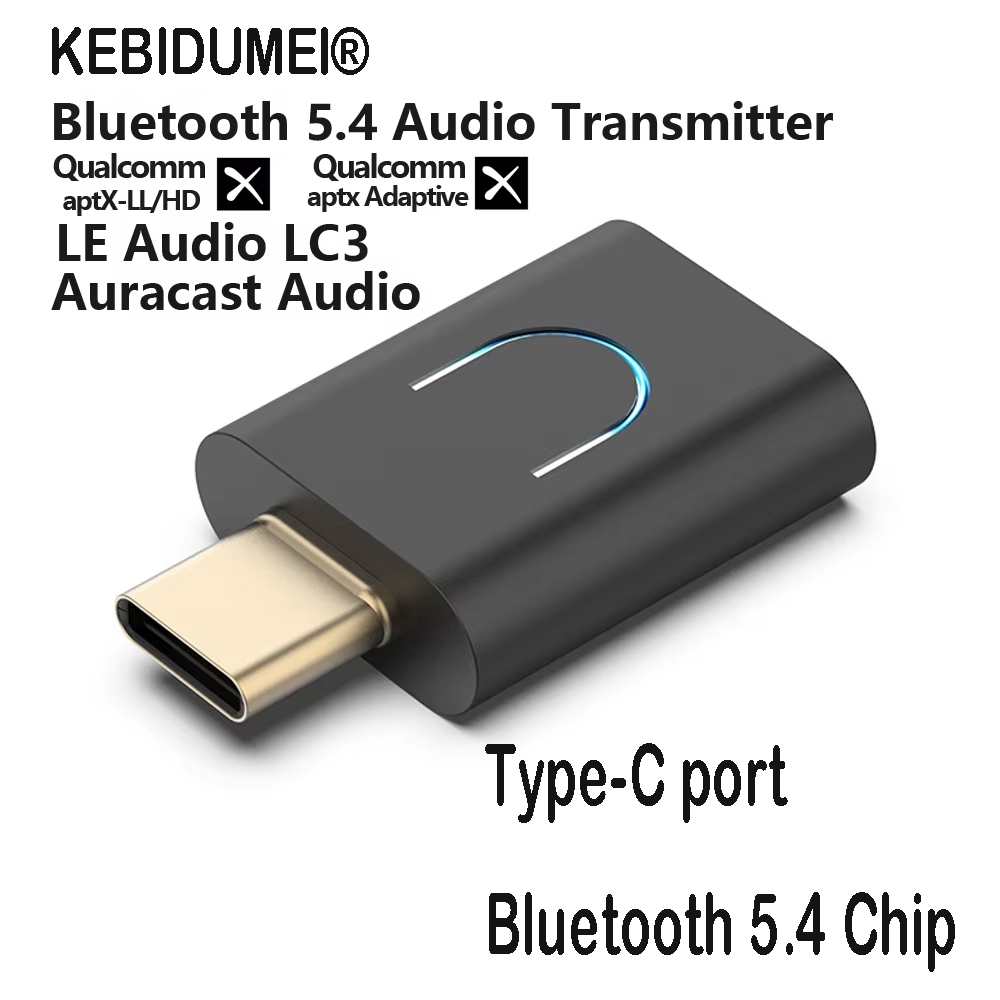 LE Audio LC3 Bluetooth 5.4 Audio Transmitter aptX-LL/HD Type-c Wireless Stereo Music Adapter ...