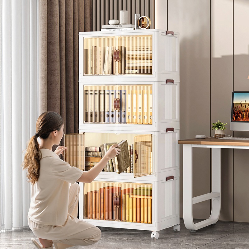 L48-75cm(1-5 Layers) Large Capacity Storage Cabinet 2 Doors Foldable ...