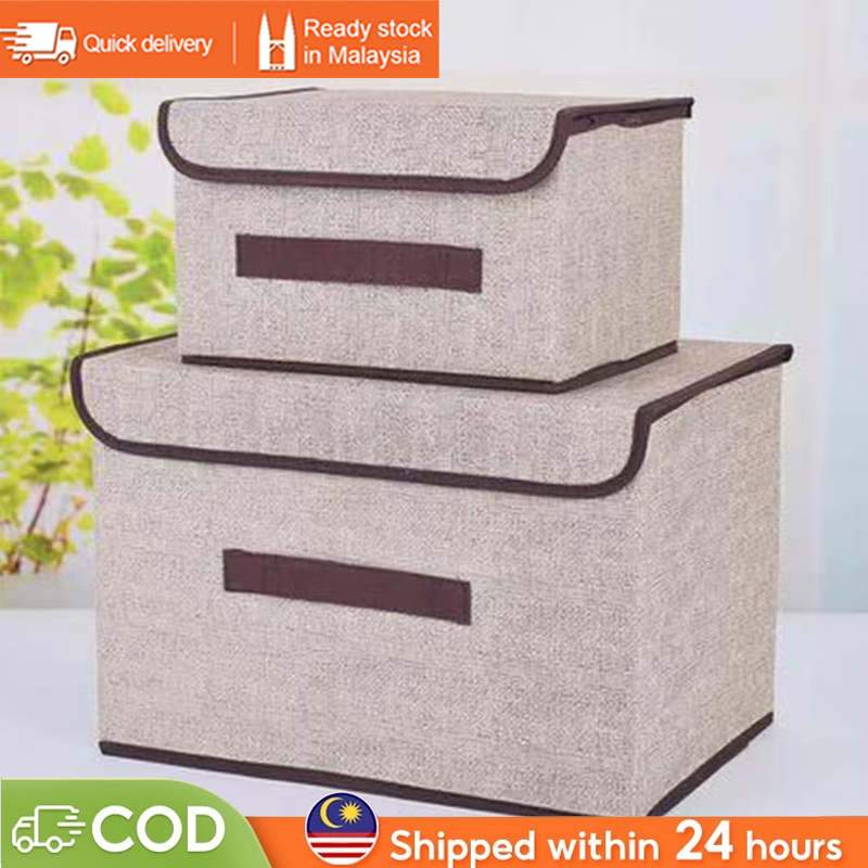 Korean Foldable Wardrobe Linen Cloth Storage Box Clothes Basket Kotak ...