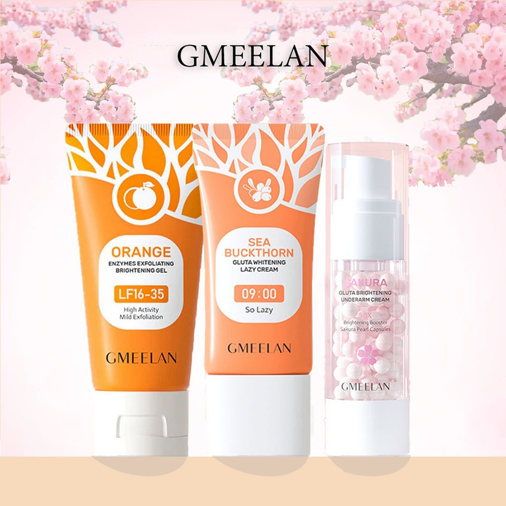 GMEELAN Orange Exfoliating Brightening Gel 50g + Gluta Whitening Lazy ...