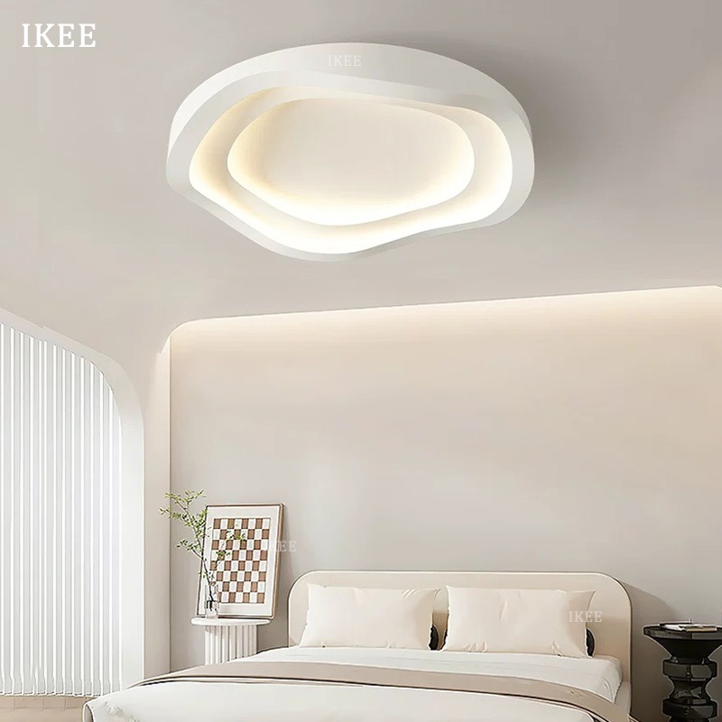 Nordic Minimalist Bedroom Lamp Modern Water Ripple Ceiling Light Cream ...