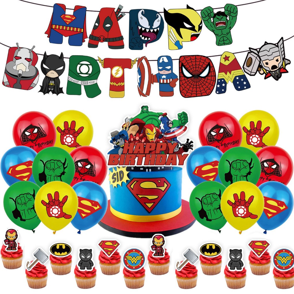 Avengers Superhero Themed Birthday Party Decorations Balloons Flags ...