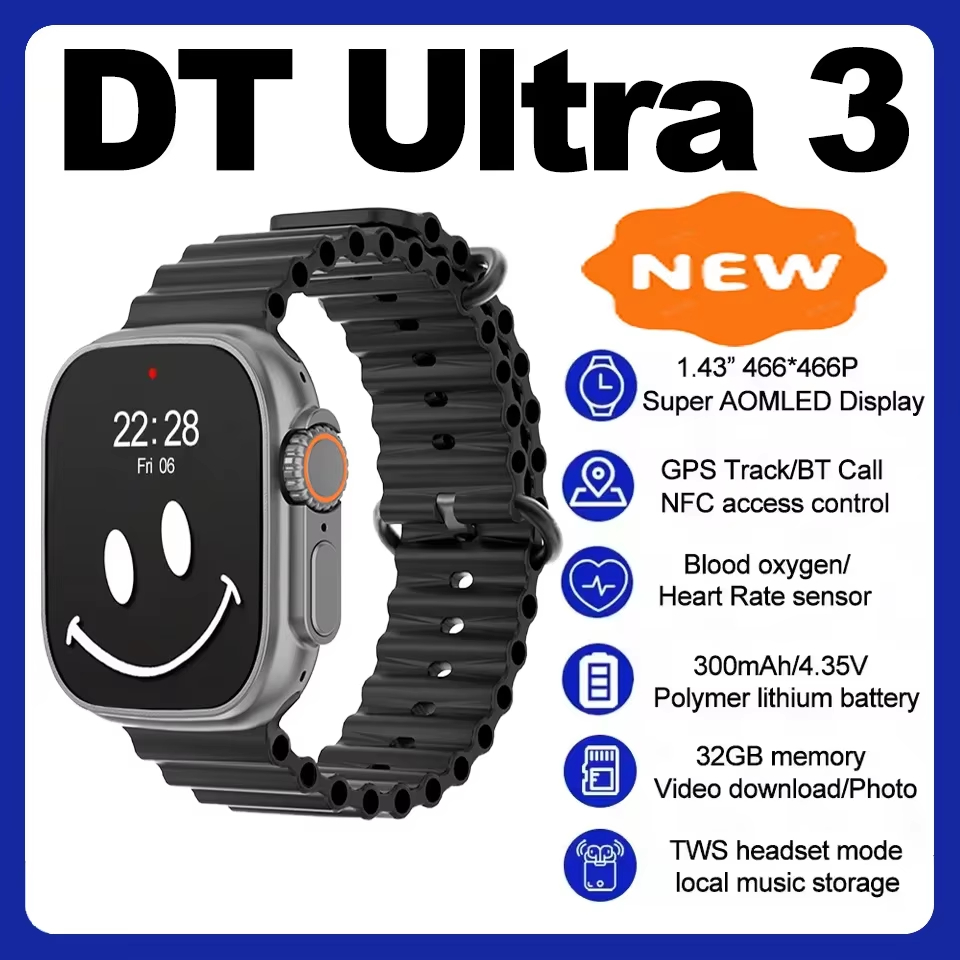2025 New GPS NFC Smartwatch DT Ultra 3 32G Memory Local Music Bluetooth Call Compass 3D Menu ...