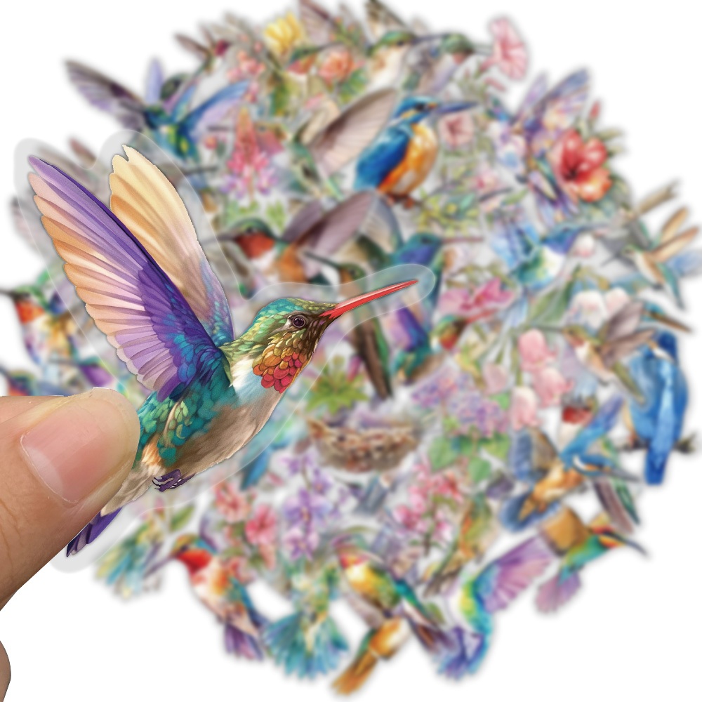 [Large Sticker]50pcs Cute Hummingbird Transparent PET Stickers ...