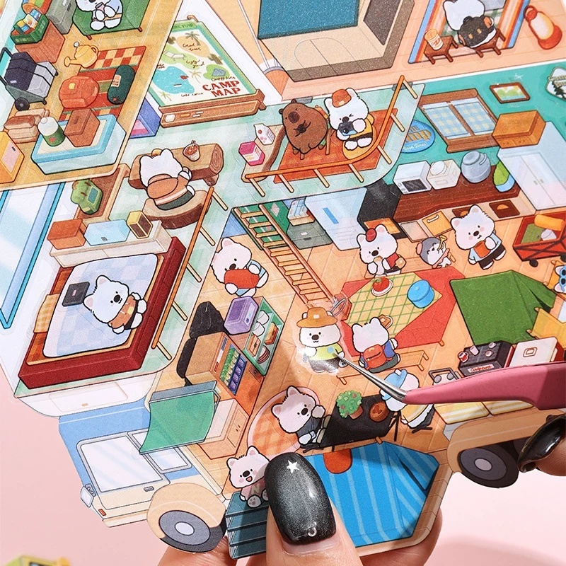 DIY Landscape Themed Cute Journal Stickers White Card Sticker Paper ...