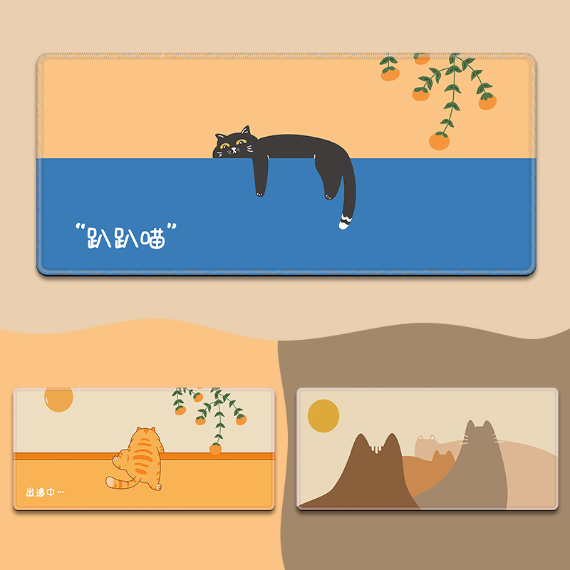 Cute and simple cat pattern mouse pad, oversized computer desk pad ...