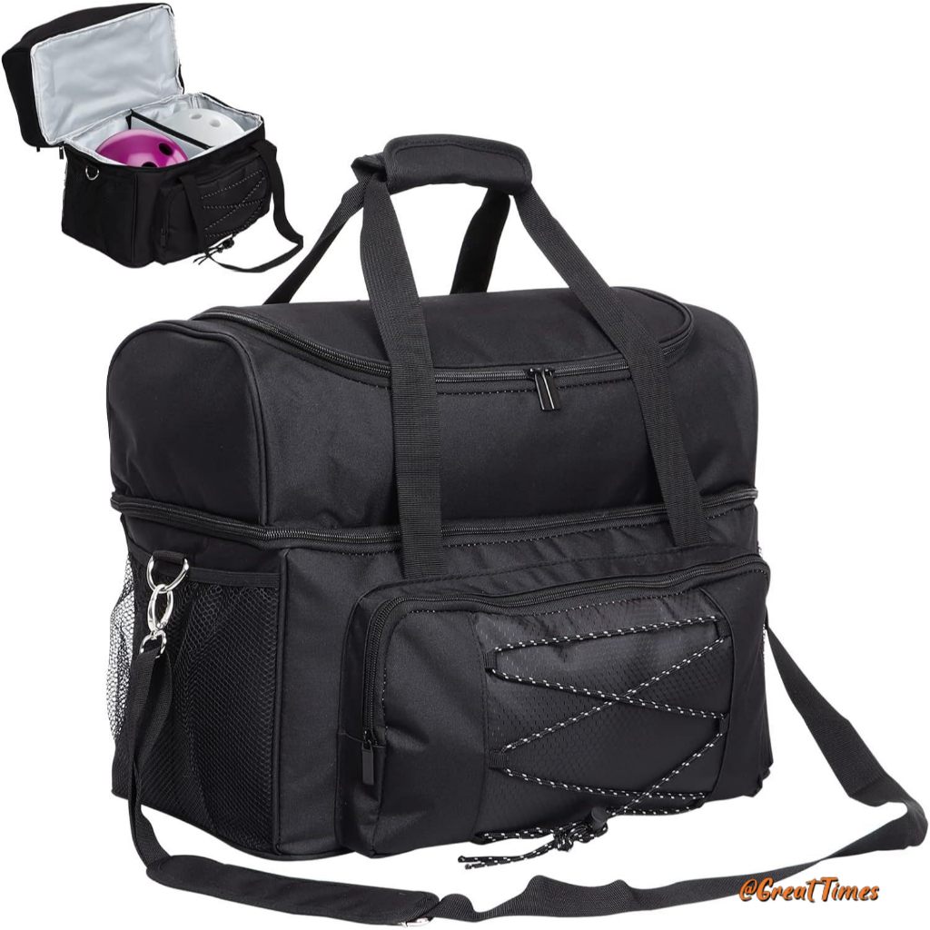 Dual Bowling Ball Tote Bag - 2 Ball Padded Carrier with Separate Wet ...
