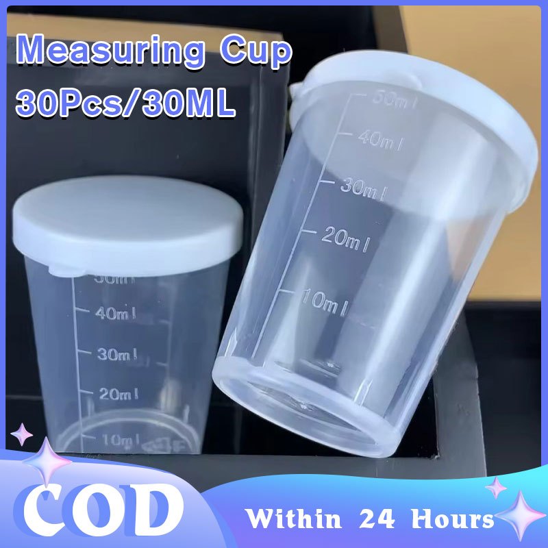 30Pcs 30ml Plastic Transparent Measuring Cups Laboratory Test ...