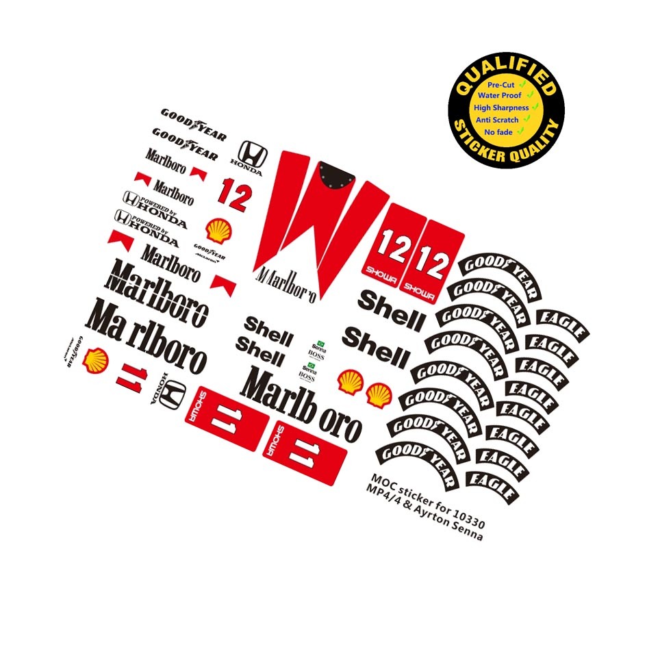 Custom sticker for LEGO 10330 McLaren MP4/4 &Ayrton Senna, sticker only ...