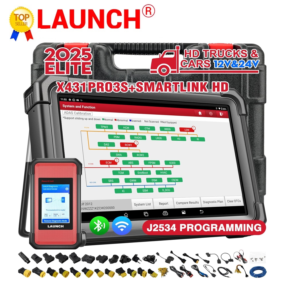 LAUNCH X431 PRO3S+ Smartlink HD Heavy Duty Truck Top Diesel & Gasoline ...