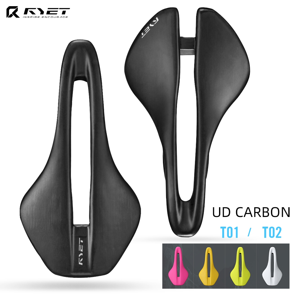 RYET Ultralight Full Carbon Bike Saddle Leather OVAL 7x9MM Bicycle Seat ...