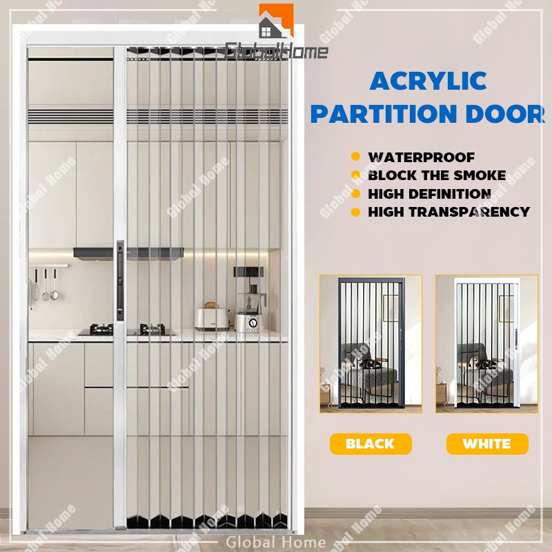 Transparent acrylic crystal panel folding sliding door for air ...