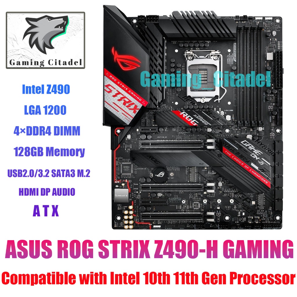 Used ASUS ROG STRIX Z490-H GAMING DDR4 ATX Motherboard Compatible with ...