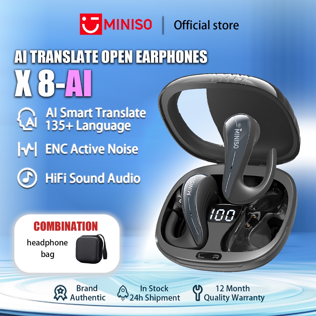 MINISO X8 Bluetooth Headset Wireless Headset Bass Boost Bluetooth 5.4 ...