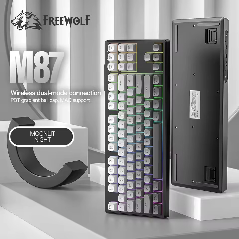 NEW FREE WOLF ZIYOULANG M87 2.4G Wireless Mechanical Keyboard RGB ...