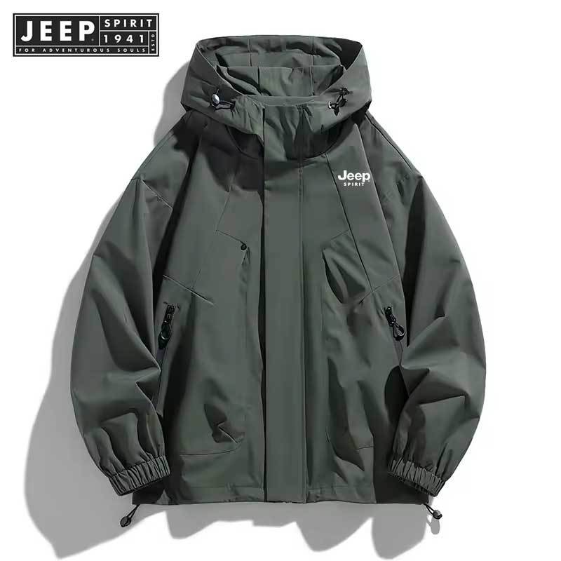 JEEP SPIRIT 1941 ESTD Men Jacket Hooded Windbreaker Trench Coats ...