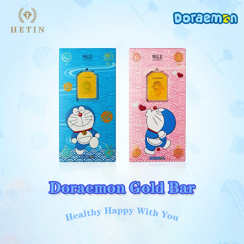 【HETIN】Doraemon Gold Bar coin Red Packets (0.1g) 999/24K emas Pure Gold Bar Gifts— IP Co Branded ...
