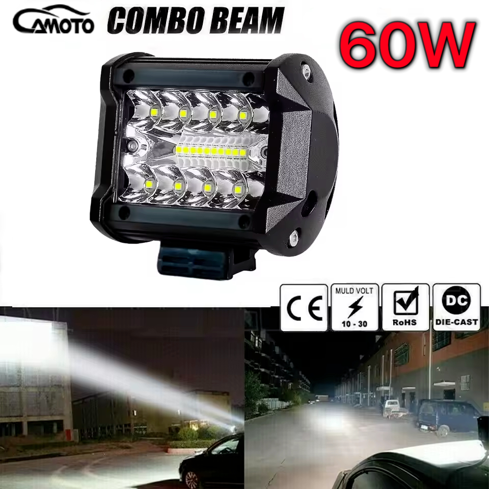 CAMOTO 12V 60W LED Strip Off-road Spotlight Floodlight Combination LED ...