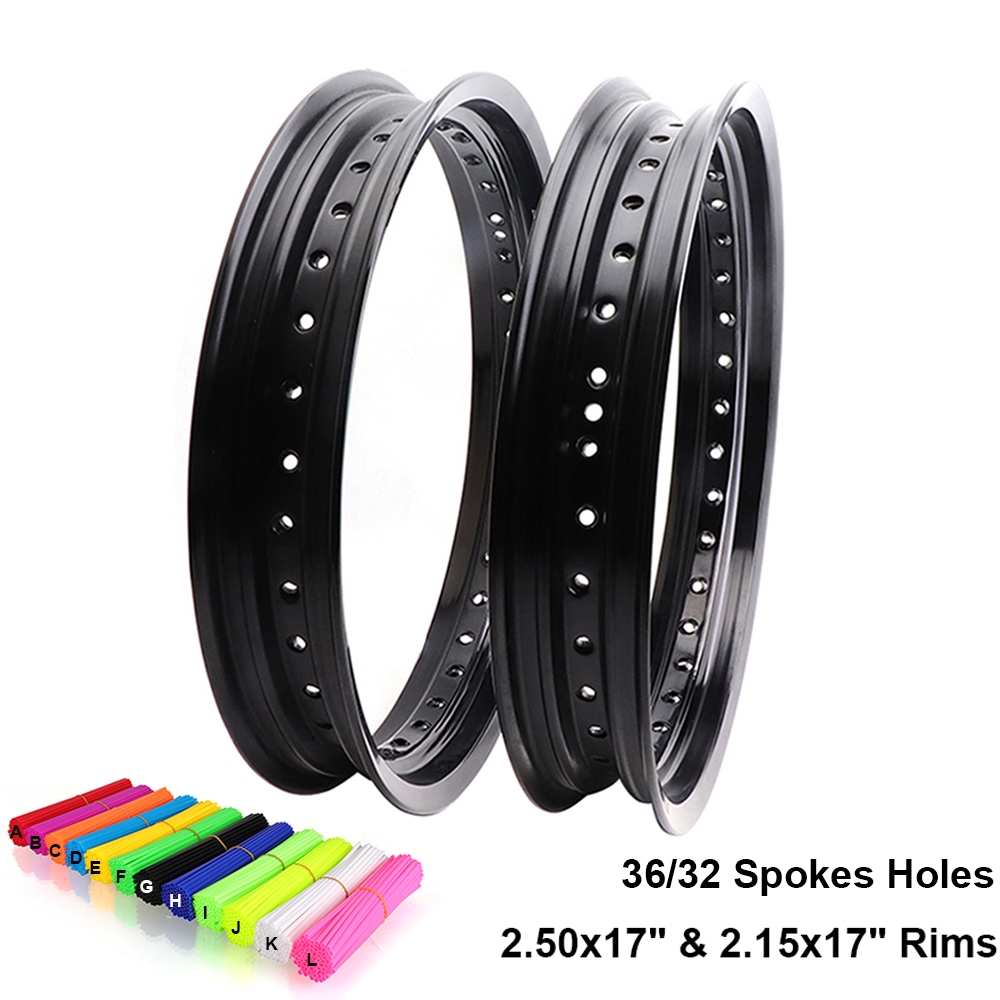 1 Pair Motorcycle Pit Dirt Bike 2.50x17" & 2.15x17" Aluminum Wheels ...