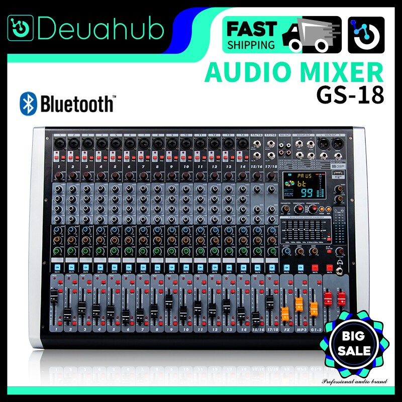 Deuahub AUDIO Mixer GS18 18channel Bluetooth Usb Mp3 Audio Sound Mixer ...