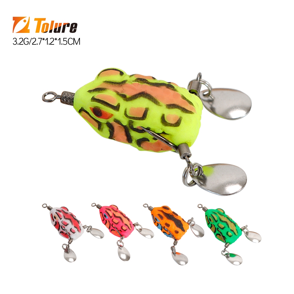 Tolure Realistic Thumb Frog Lure 3.2g/2.7cm Double Rotating Spinners 5 ...