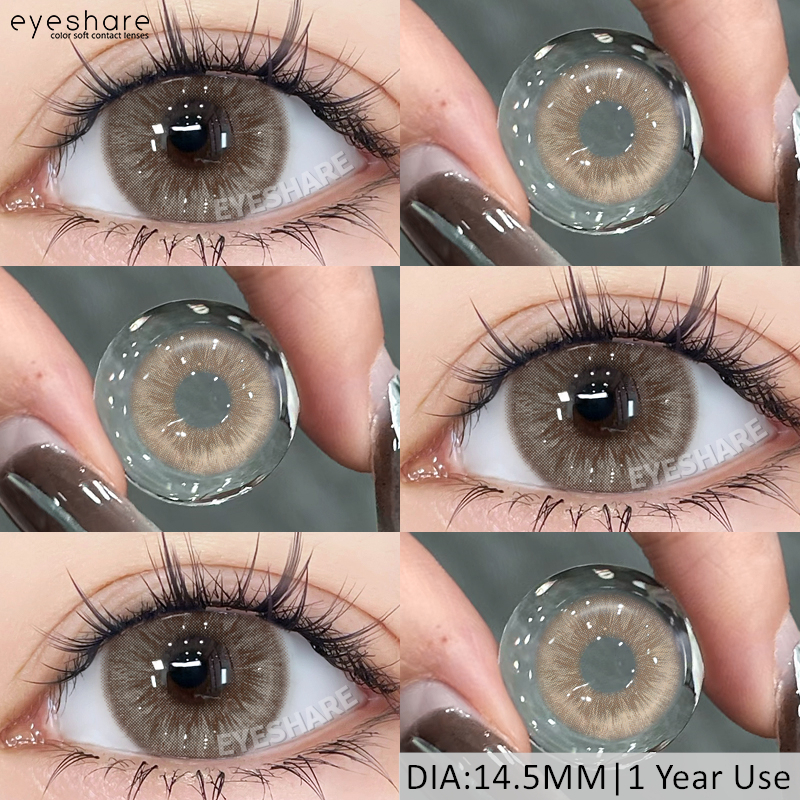 EYESHARE Brown/Grey Contacts For Big Eyes Cosmetic Makeup Brown Eyes ...