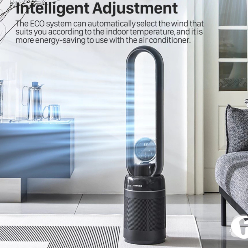 NEW 【DAEWOO】Leafless circulating Fan AM06 with Air Purification and ...